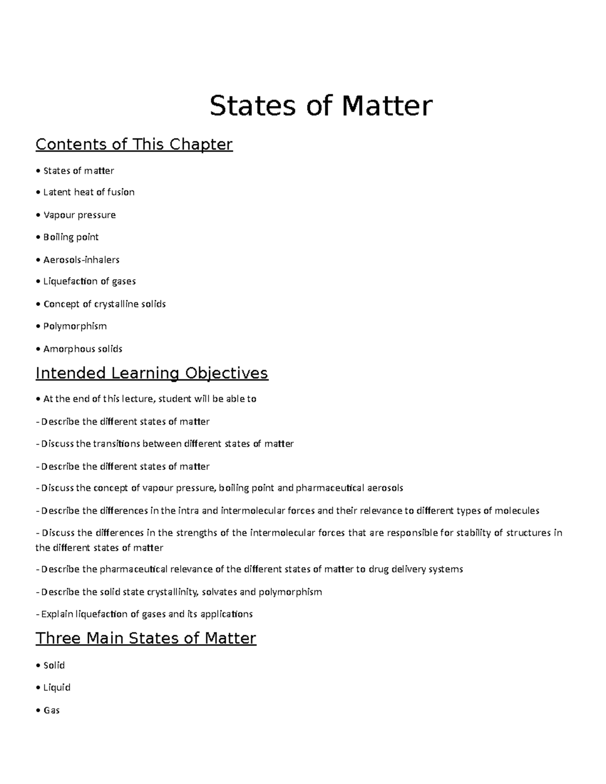 Chapter - 10 State of matter - States of Matter Contents of This ...
