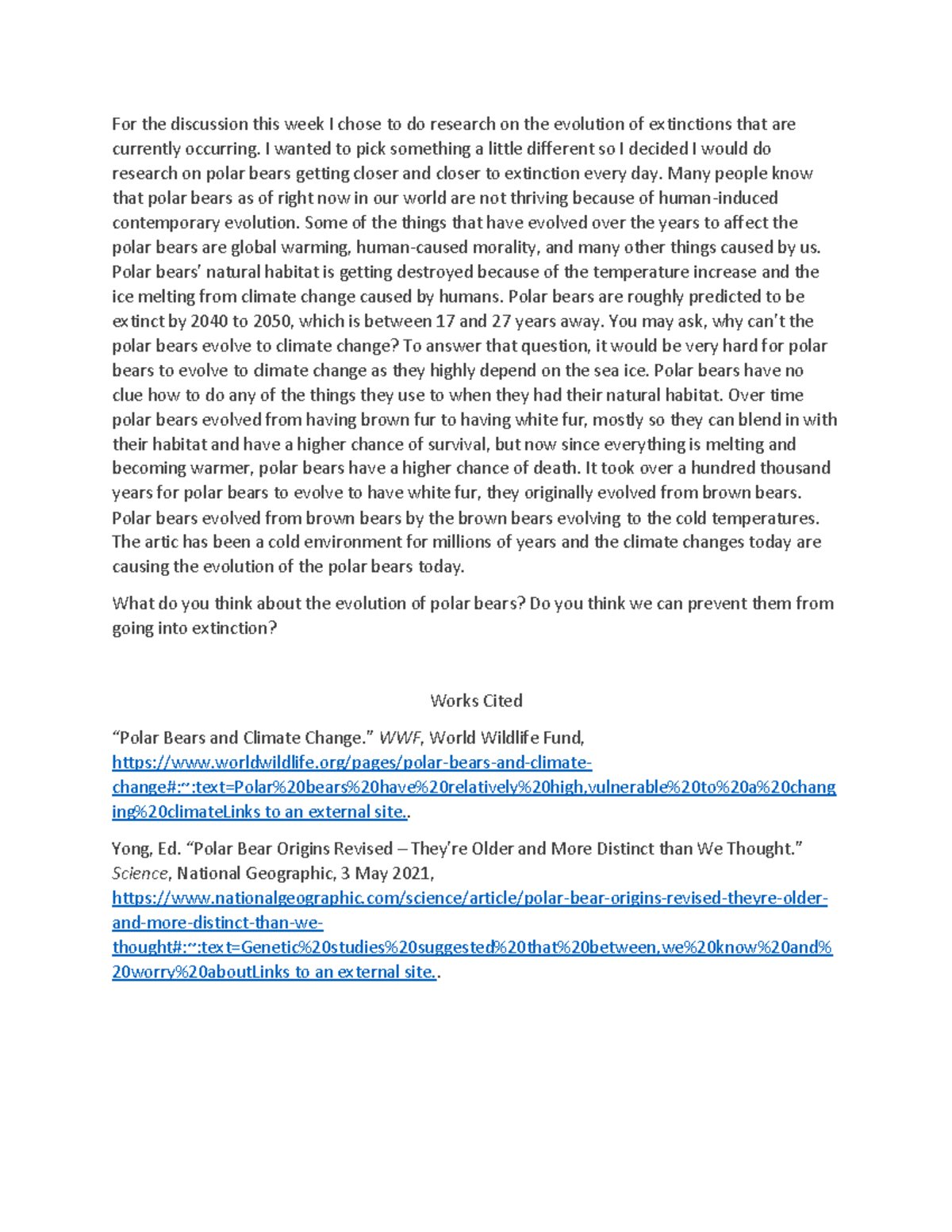 Chp 14 Discussion Board Bio 105 - For the discussion this week I chose ...