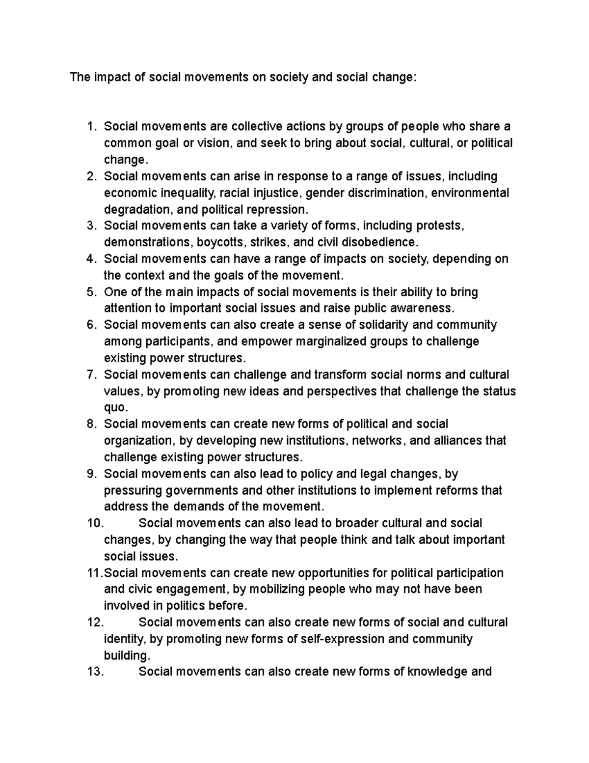 The impact of social movements on society and social change - Social ...