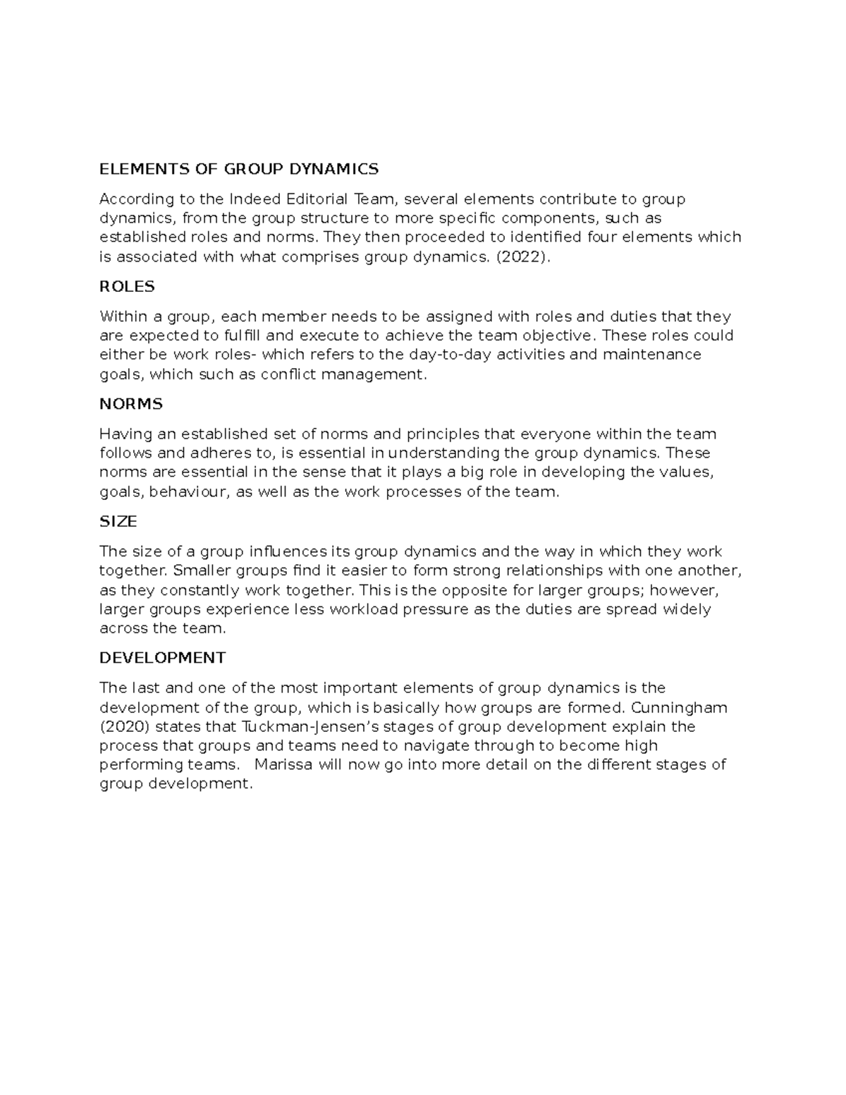 Elements OF Group Dynamics - ELEMENTS OF GROUP DYNAMICS According to ...