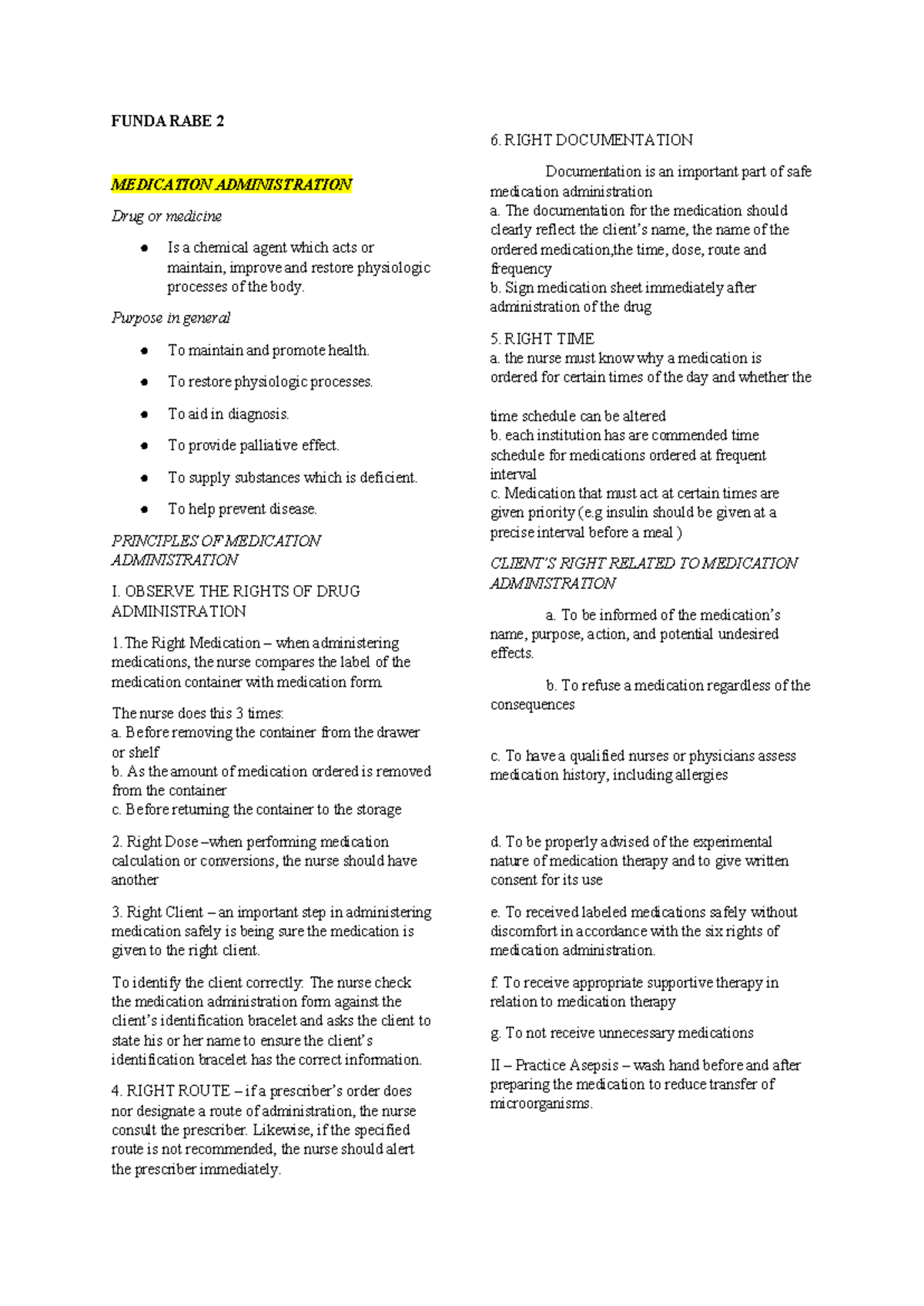 Funda RABE 2 - nursing reviewer. - FUNDA RABE 2 MEDICATION ...