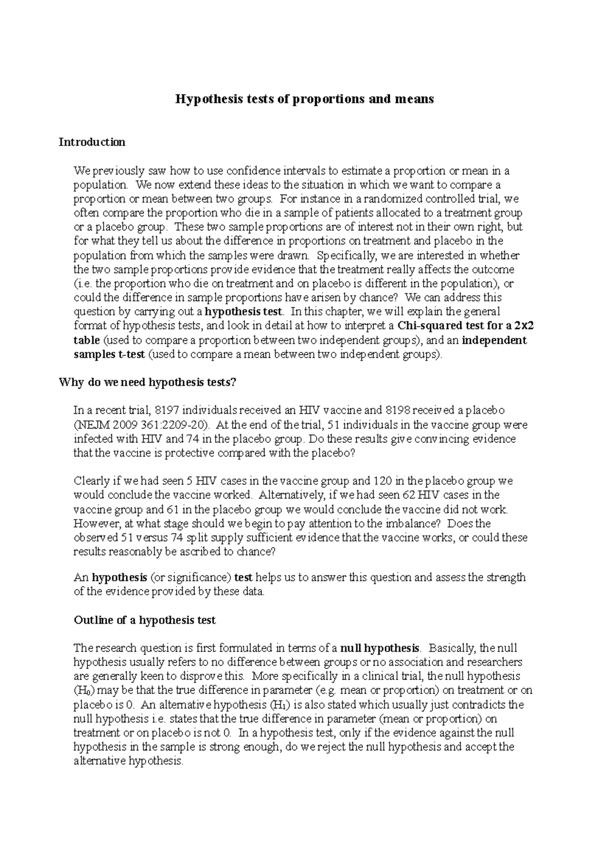 Hypothesis Testing Lecture Notes 45 Hypothesis Tests Of Proportions