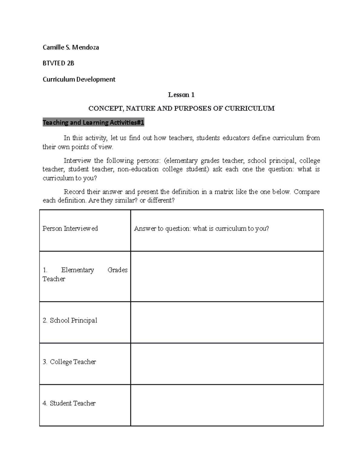 Curdev Activities in curdev answers in module - Camille S. Mendoza ...