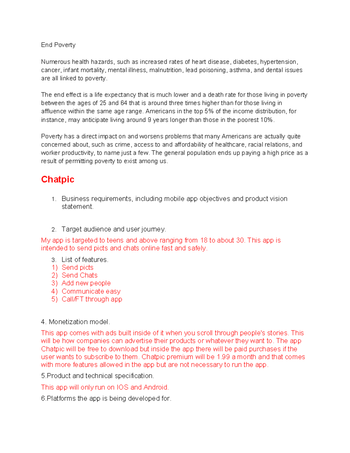 Sustainable Development Goal and Mobile App Requirements Outline - End ...