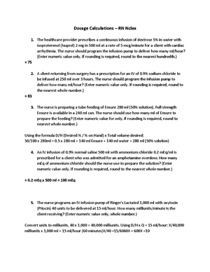 Dosage Calculations 1 for RN Nclex - Dosage Calculations – RN Nclex 1 ...
