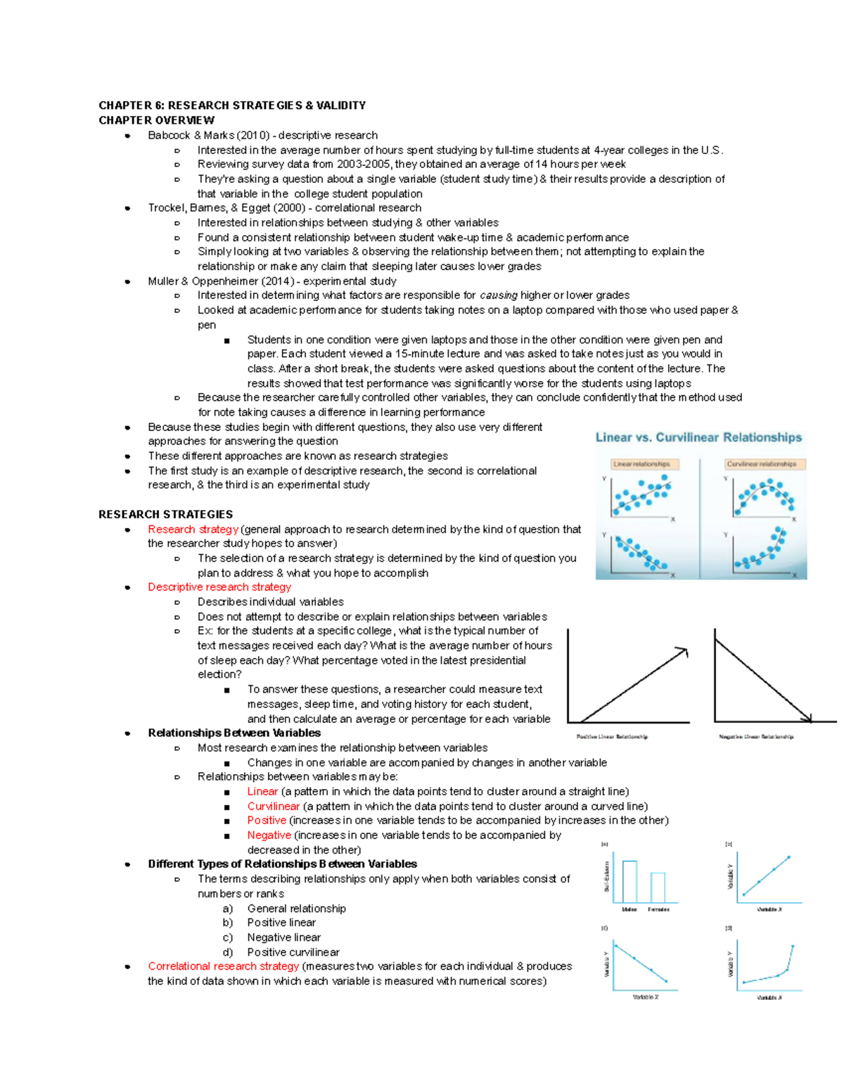 PSY 3213 Chp 6 Notes - CHAPTER 6: RESEARCH STRATEGIES & VALIDITY ...