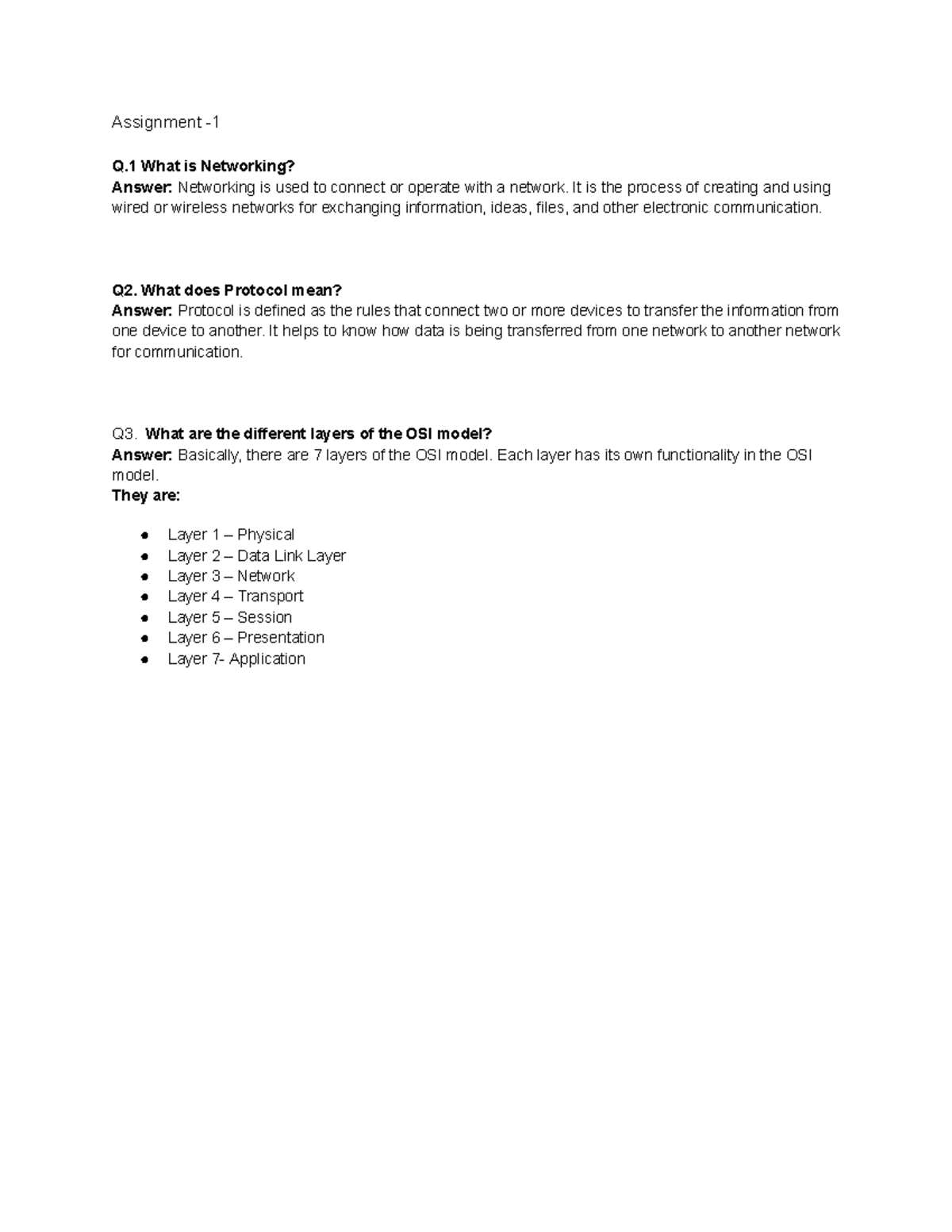 Assignment 1 - notes - Assignment - Q What is Networking? Answer ...