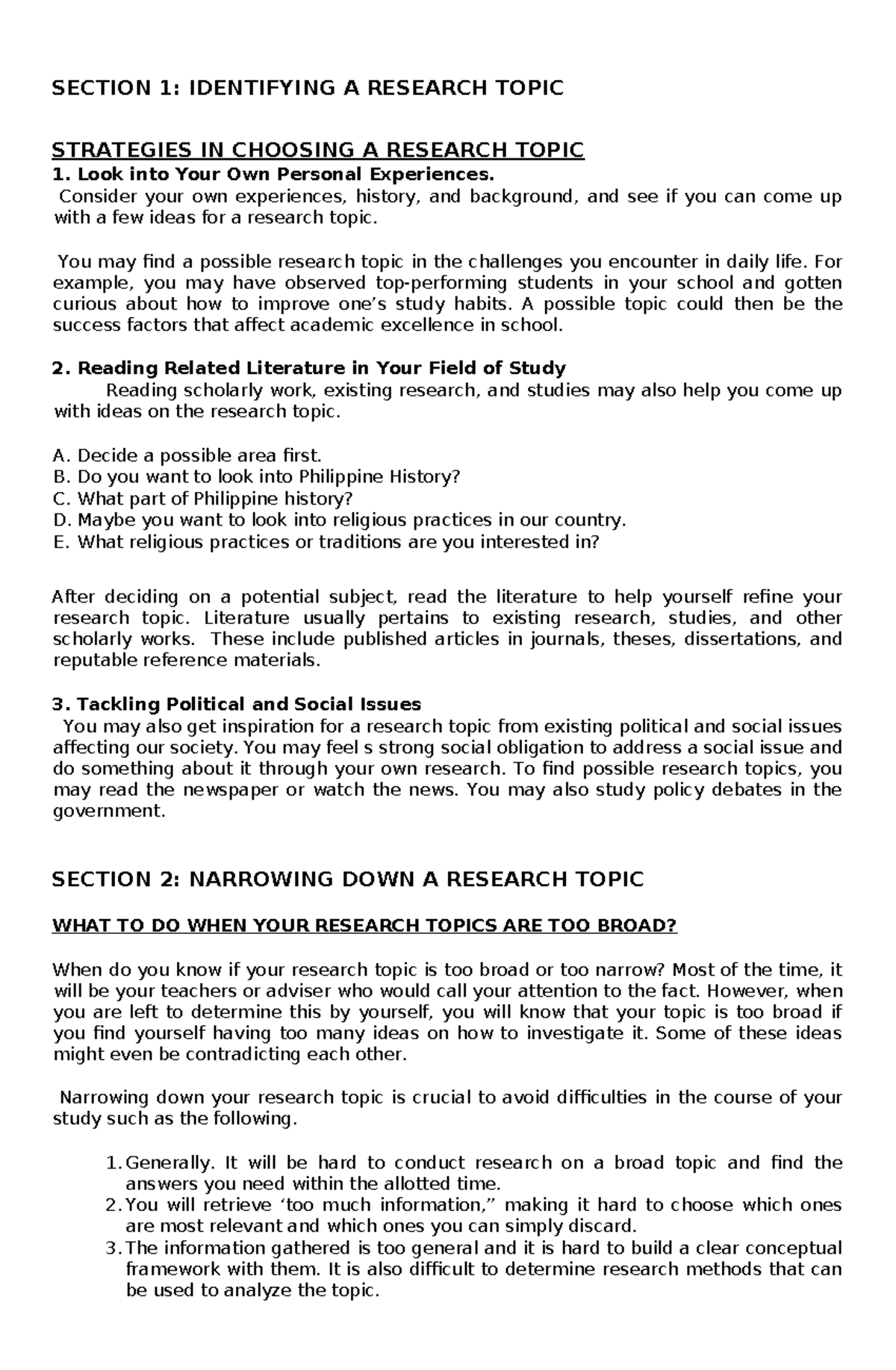 An Introduction to Qualitative Research - SECTION 1: IDENTIFYING A ...