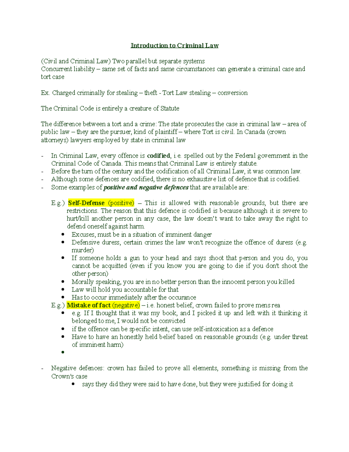 Introduction to Criminal Law - Introduction to Criminal Law (Civil and ...