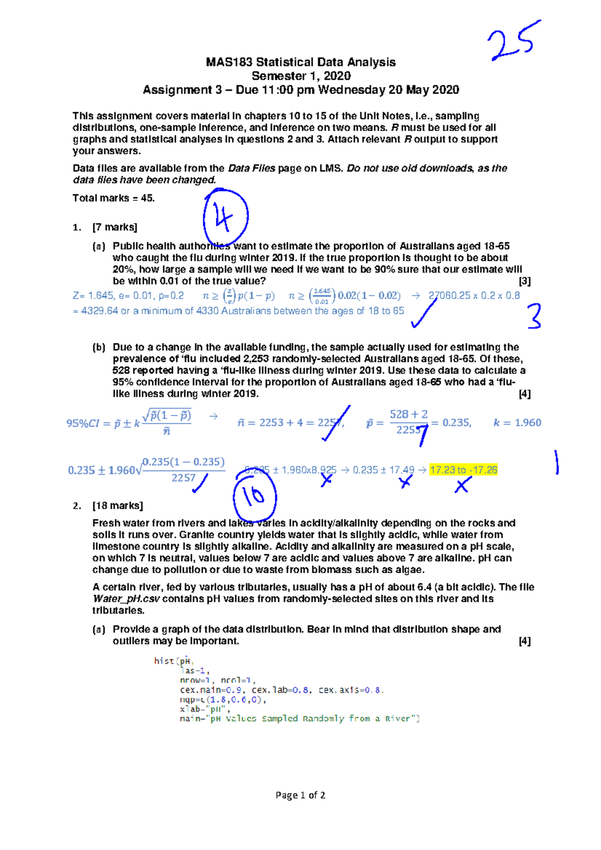 Assignment 3 Feedback Warning Tt Undefined Function 32 Mas183 Statistical Data Analysis