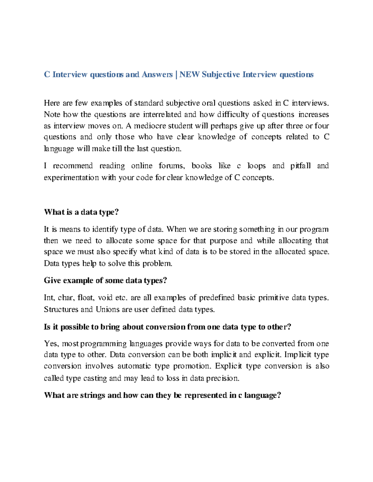 C interview questions answers 2 - C Interview questions and Answers ...