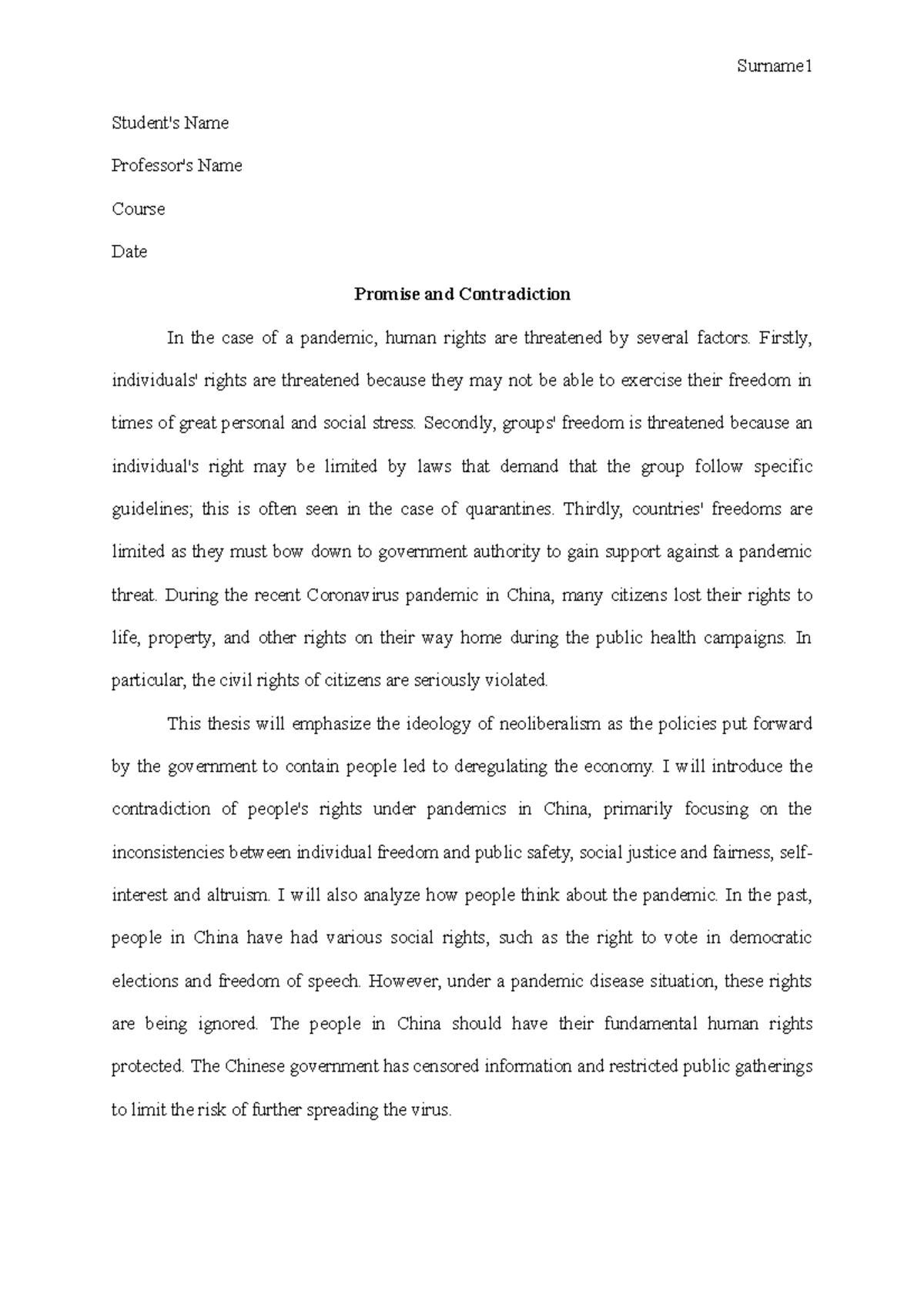 3787357 “Promise and contradiction”,,,due 3am - Student's Name ...