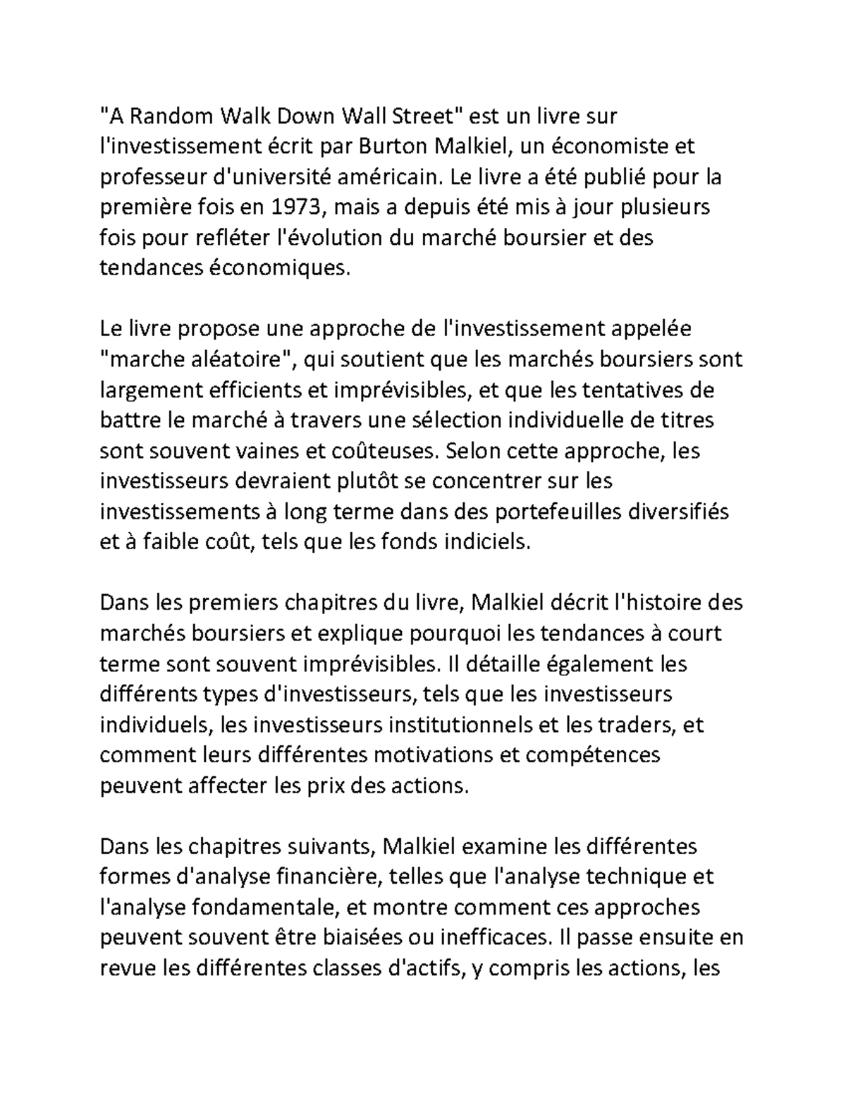 A Random Walk Down Wall Street - "A Random Walk Down Wall Street" est ...