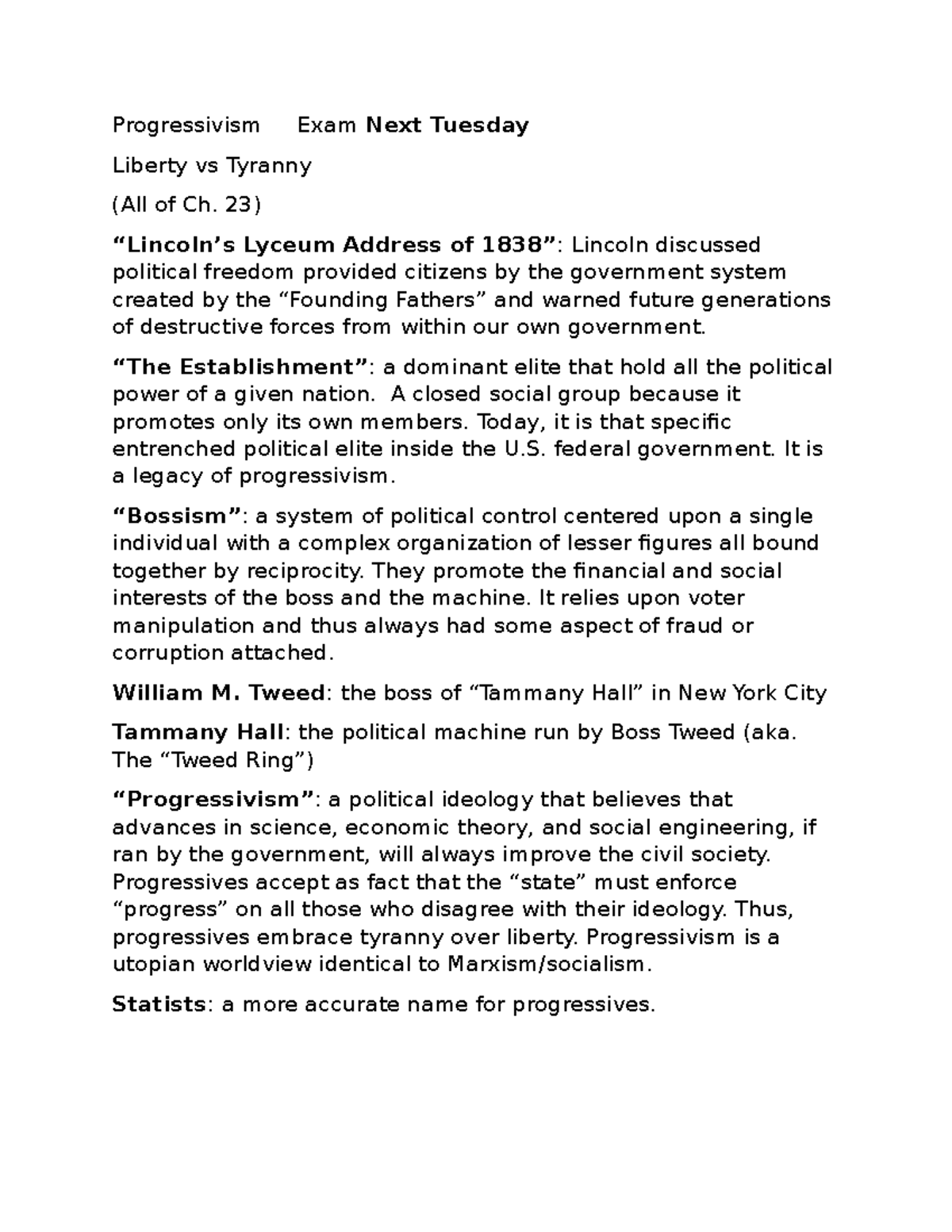 Progressivism - American History 1302 taught by Dr. Ted Roberts ...