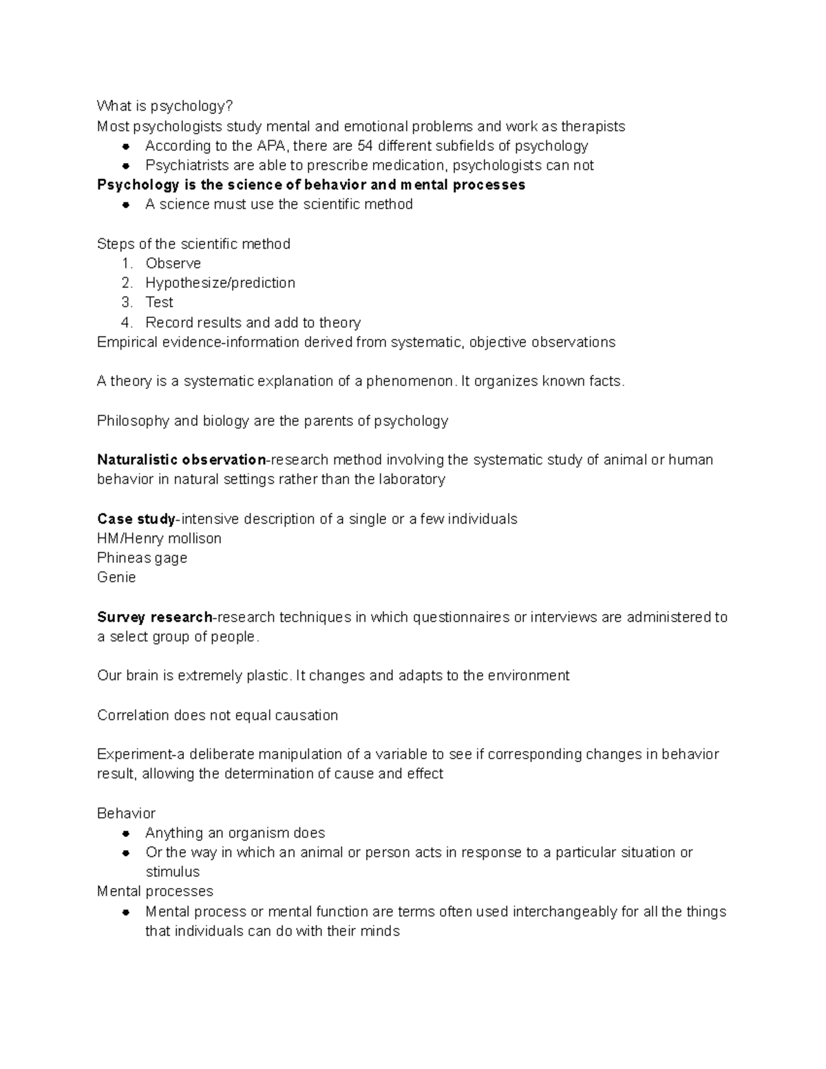 Untitled document (10) - What is psychology? Most psychologists study ...