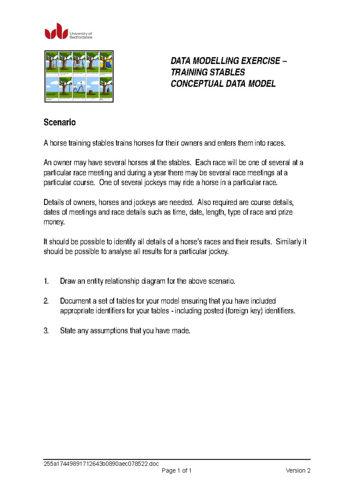 CIS017-1 - Data Modelling Scenario - Training Stables Conceptual Data ...