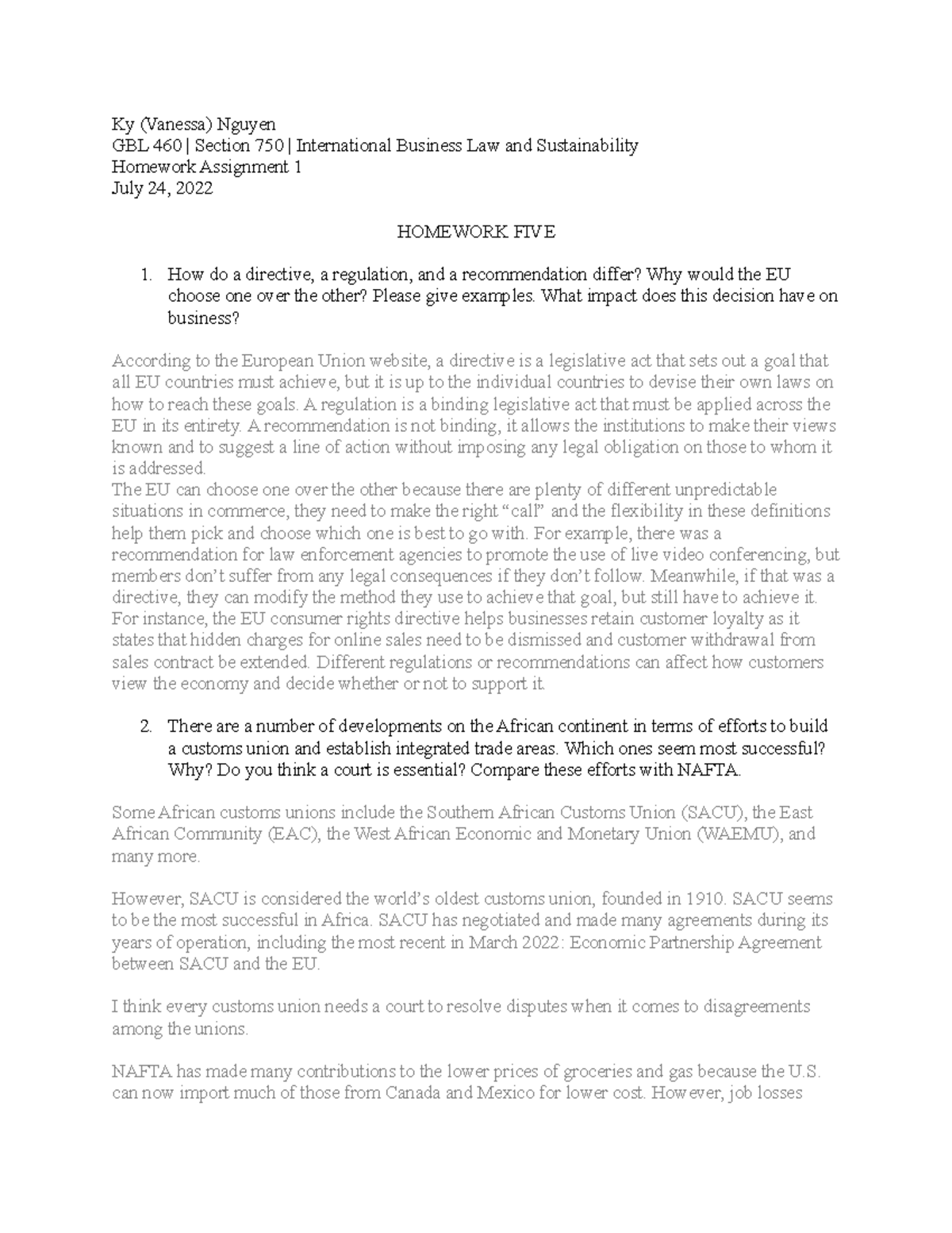 Hw5 Homework 5 Answers Harilaos Sorovigas Ky Vanessa Nguyen Gbl