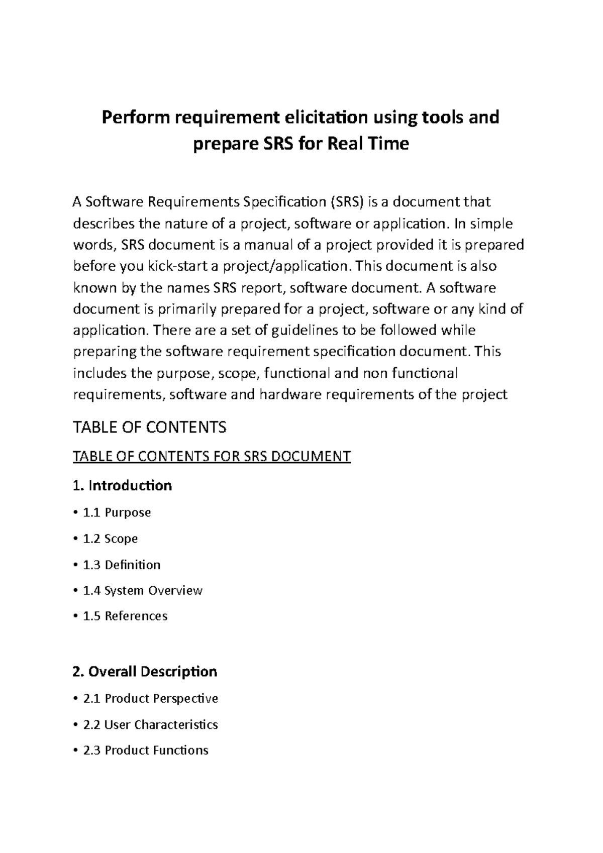 Se pa3 - Perform requirement elicitation using tools and prepare SRS ...