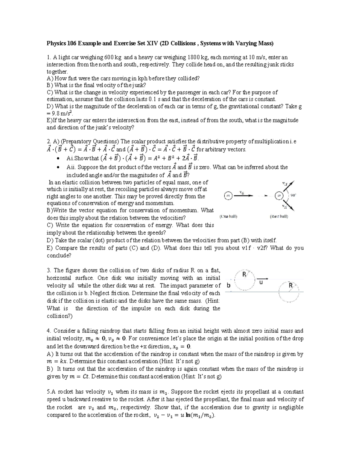 2d Collisions And Variable Mass Systems Warning Tt Undefined Function 32 Physics 106