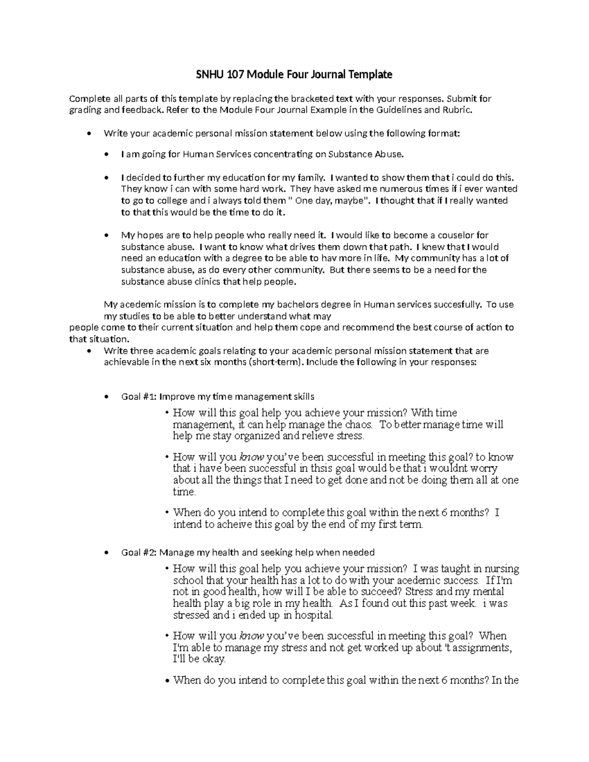 SNHU module Journal - SNHU 107 Module Four Journal Template Complete ...