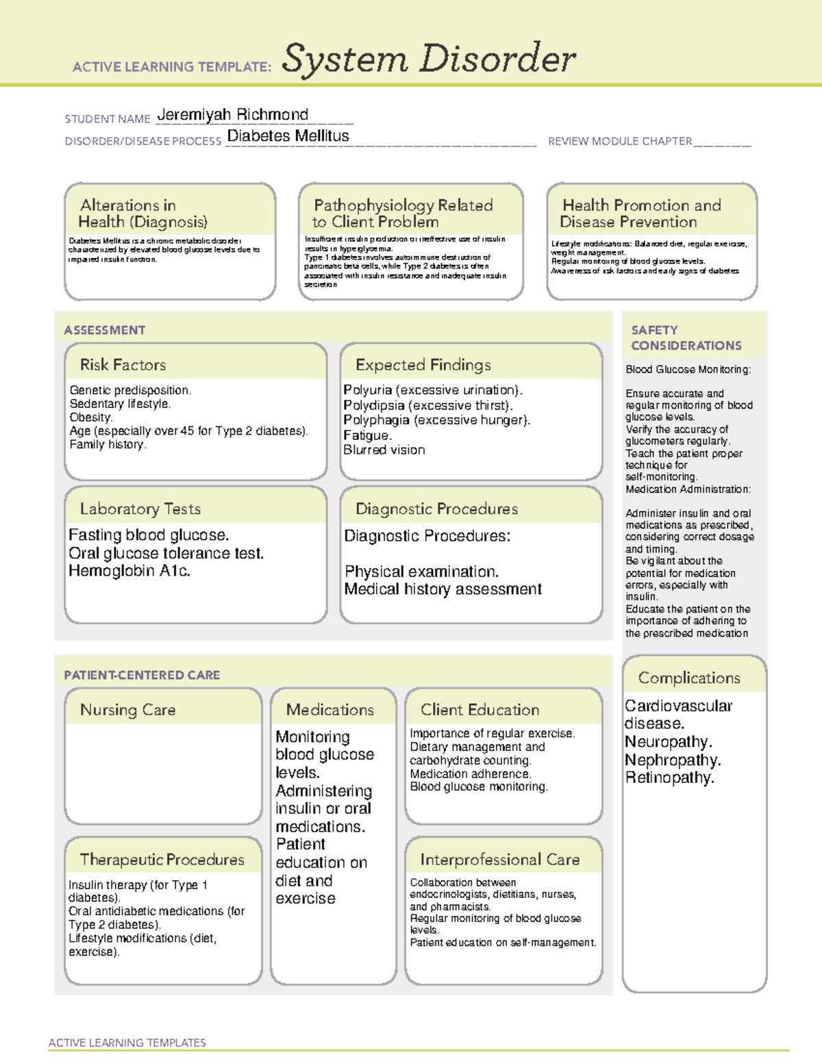 ATI System Disorder - ACTIVE LEARNING TEMPLATES System Disorder STUDENT ...
