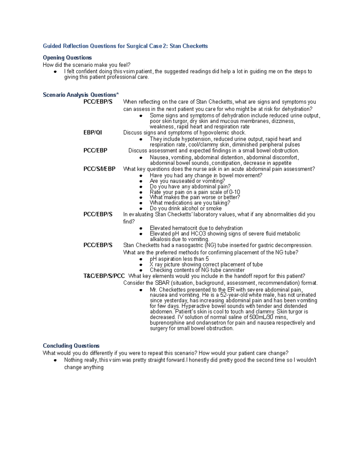 Guided Reflection Questions for Surgical Case 2 Stan Checketts ...