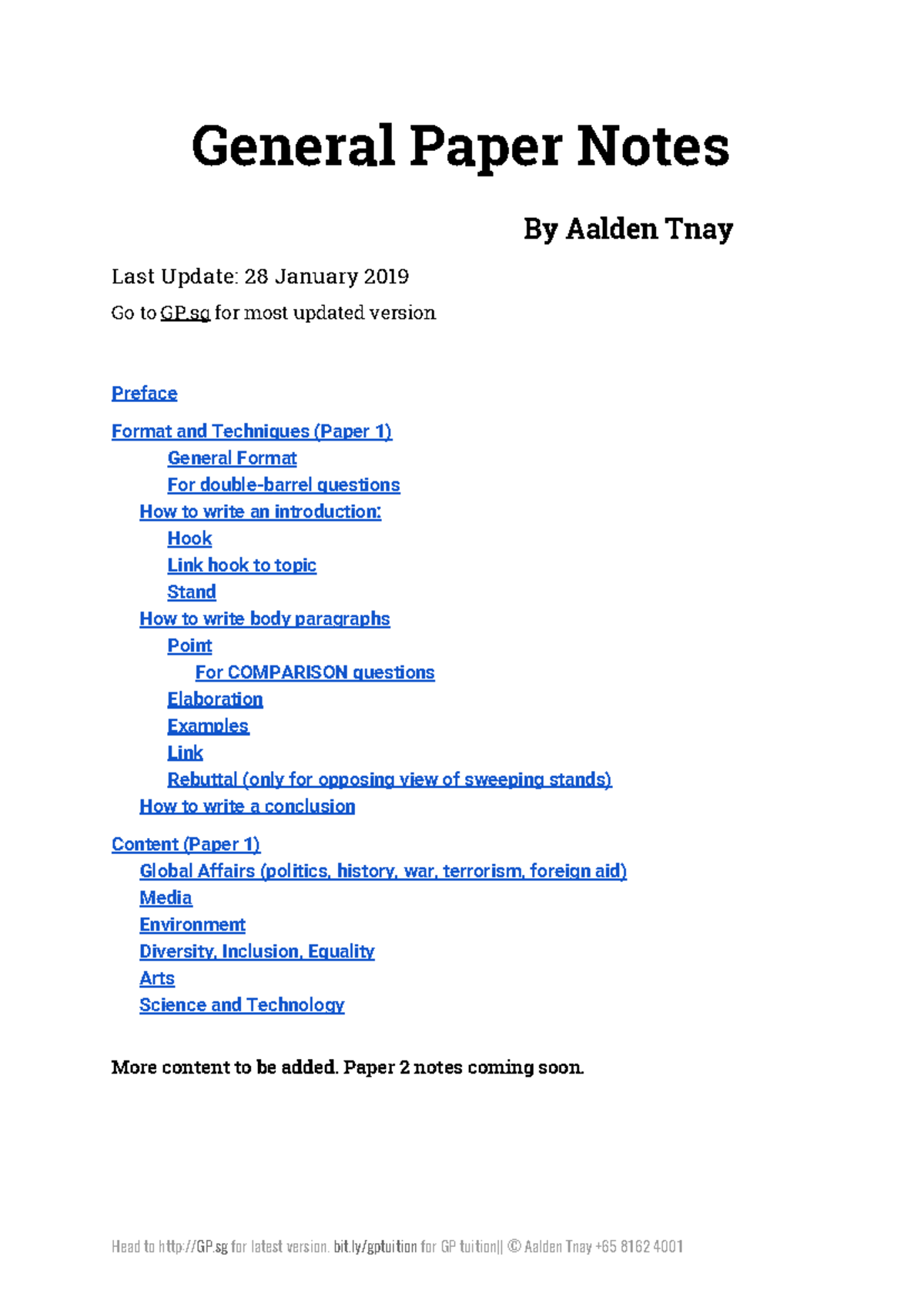 Gp notes P1 - General Paper Notes By Aalden Tnay Last Update: 28 ...