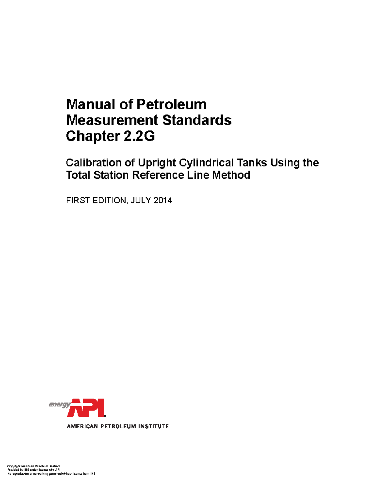 API MPMS 2.2G 2014 Calibration of Uprigth Cylindrical Tanks Total ...