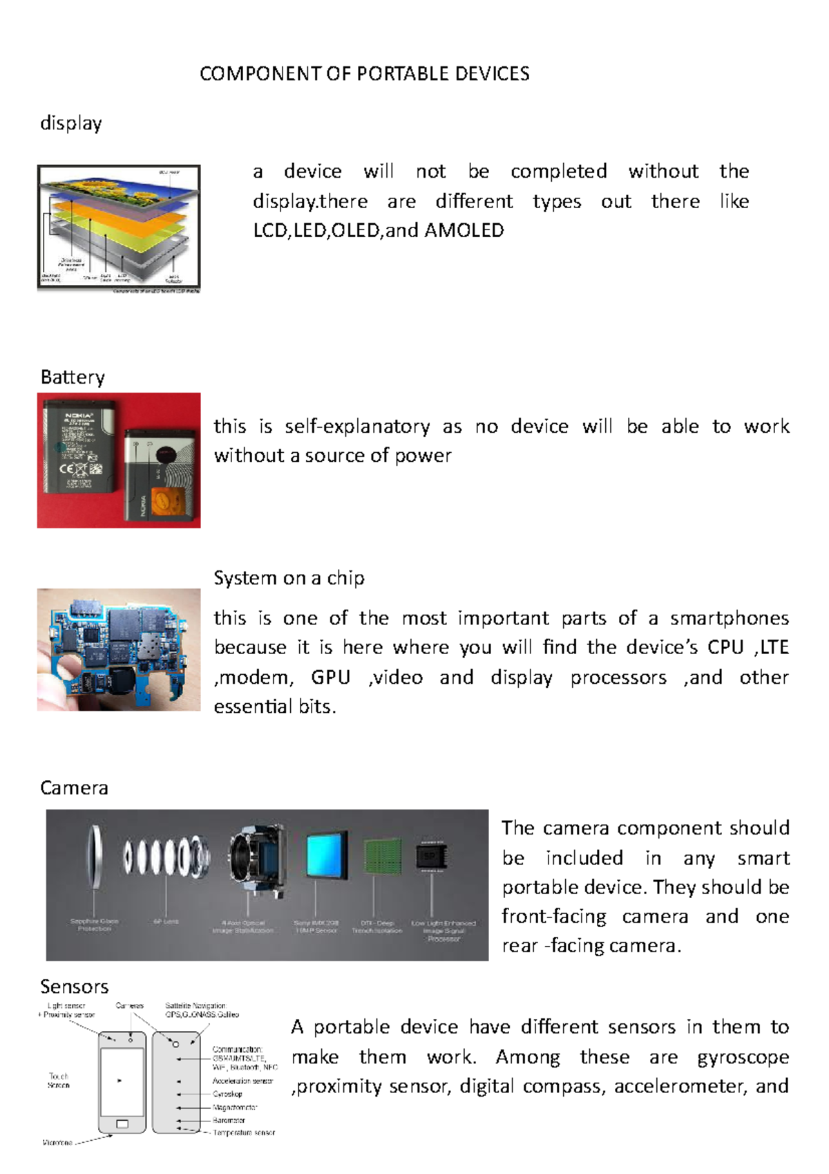 Component OF Portable Devices - COMPONENT OF PORTABLE DEVICES display a ...