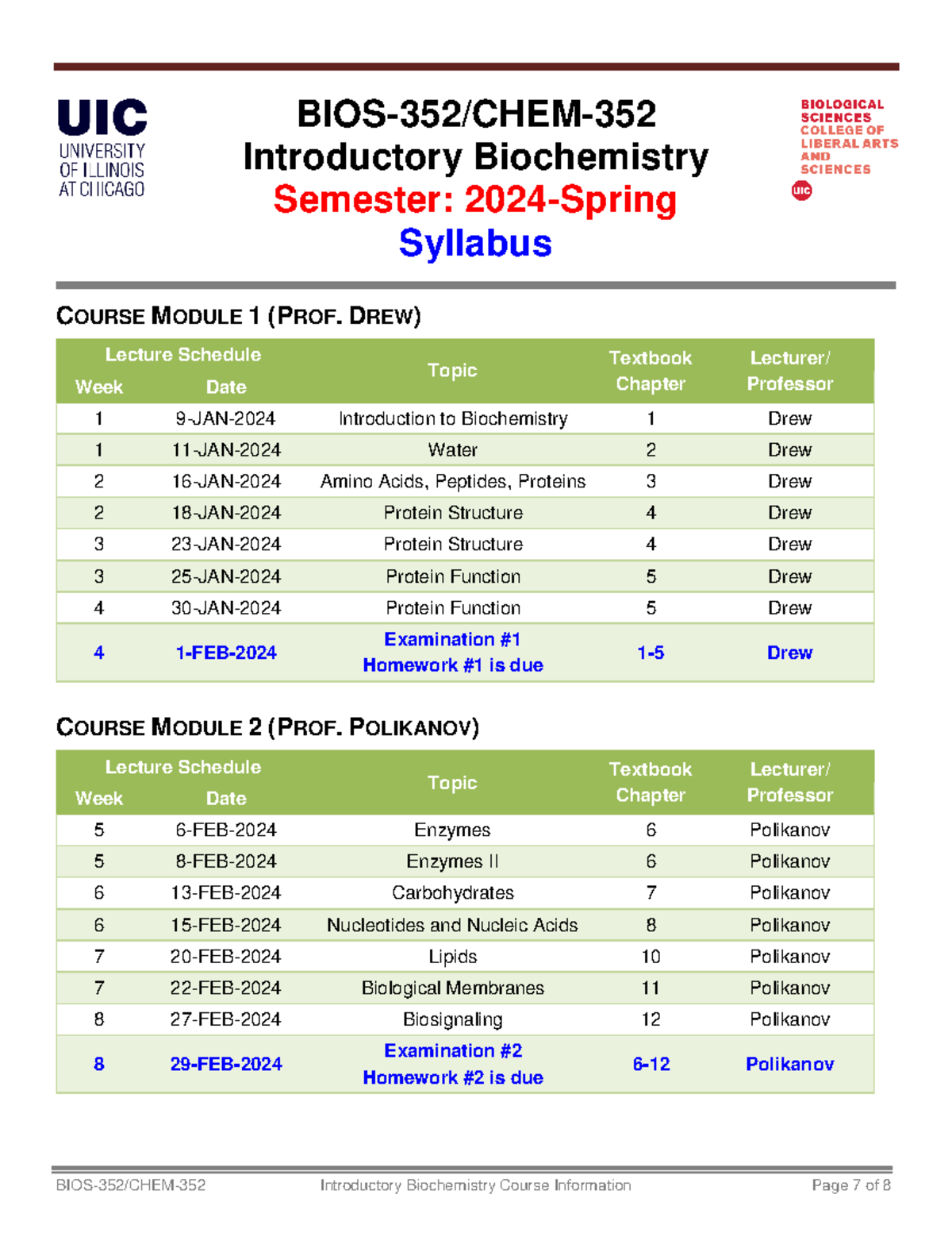 BIOS-352 2 Syllabus 2024-Spring - BIOS-352/CHEM-352 Introductory ...
