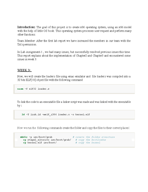 Operating system lab report 1 - Objective: The goal of this project is ...