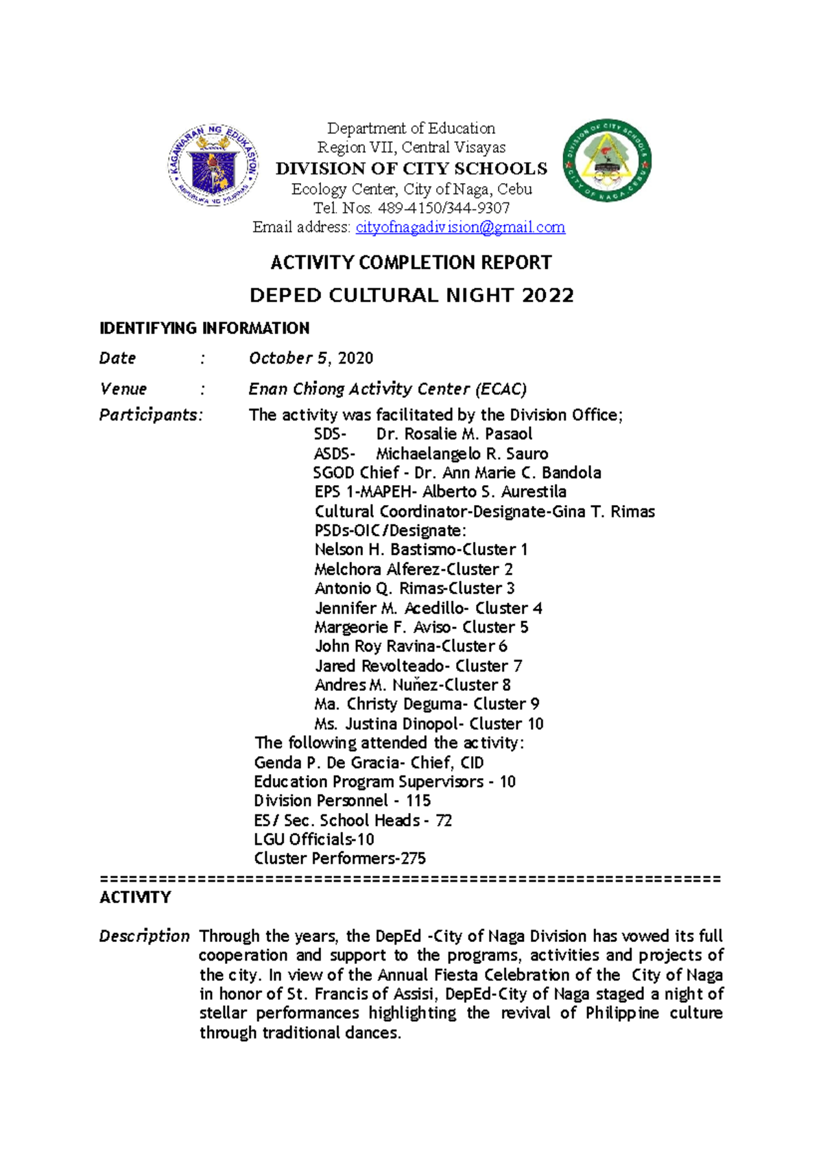 ACR-Dep Ed Night 2022Rimas - Department of Education Region VII ...