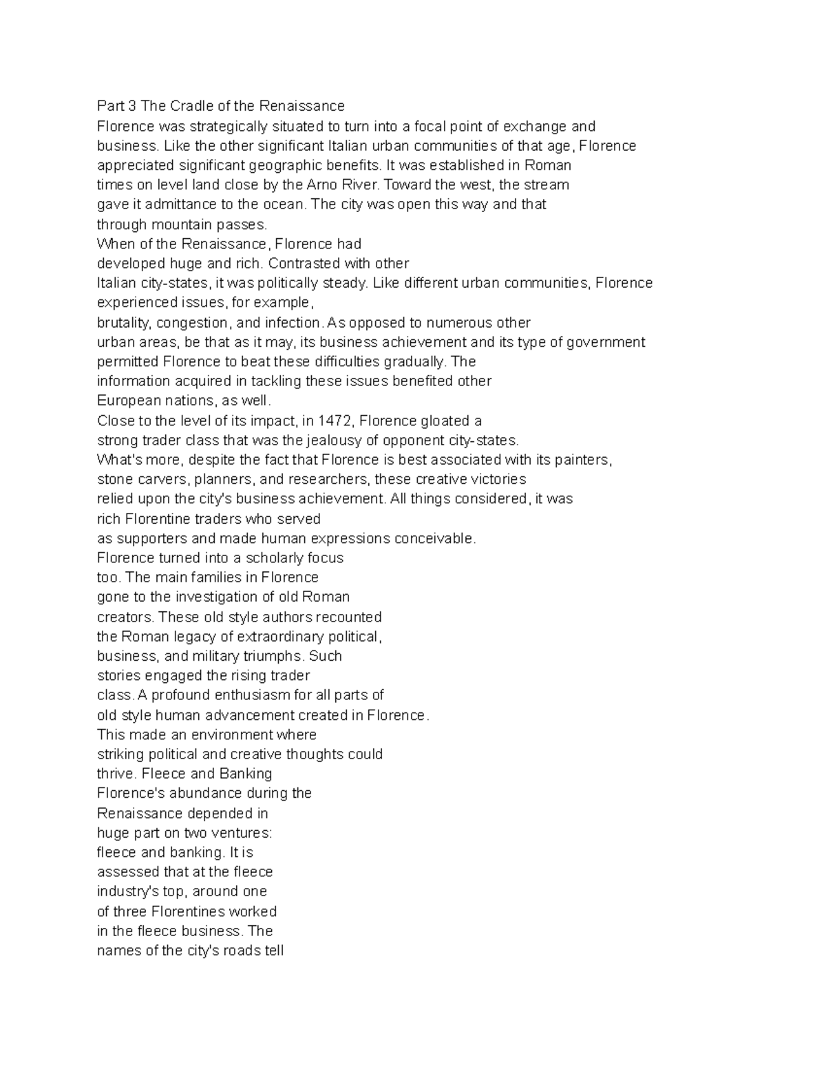 Italian Renaissance Chpt 3 notes - Part 3 The Cradle of the Renaissance ...