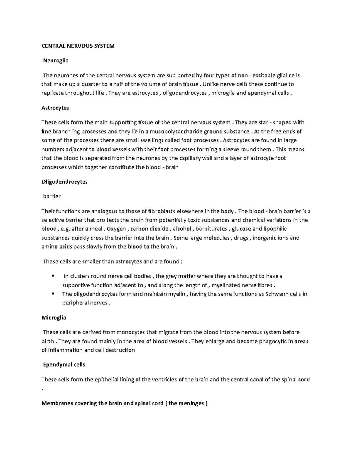 Central Nervous-WPS Office - CENTRAL NERVOUS SYSTEM Neuroglia The ...