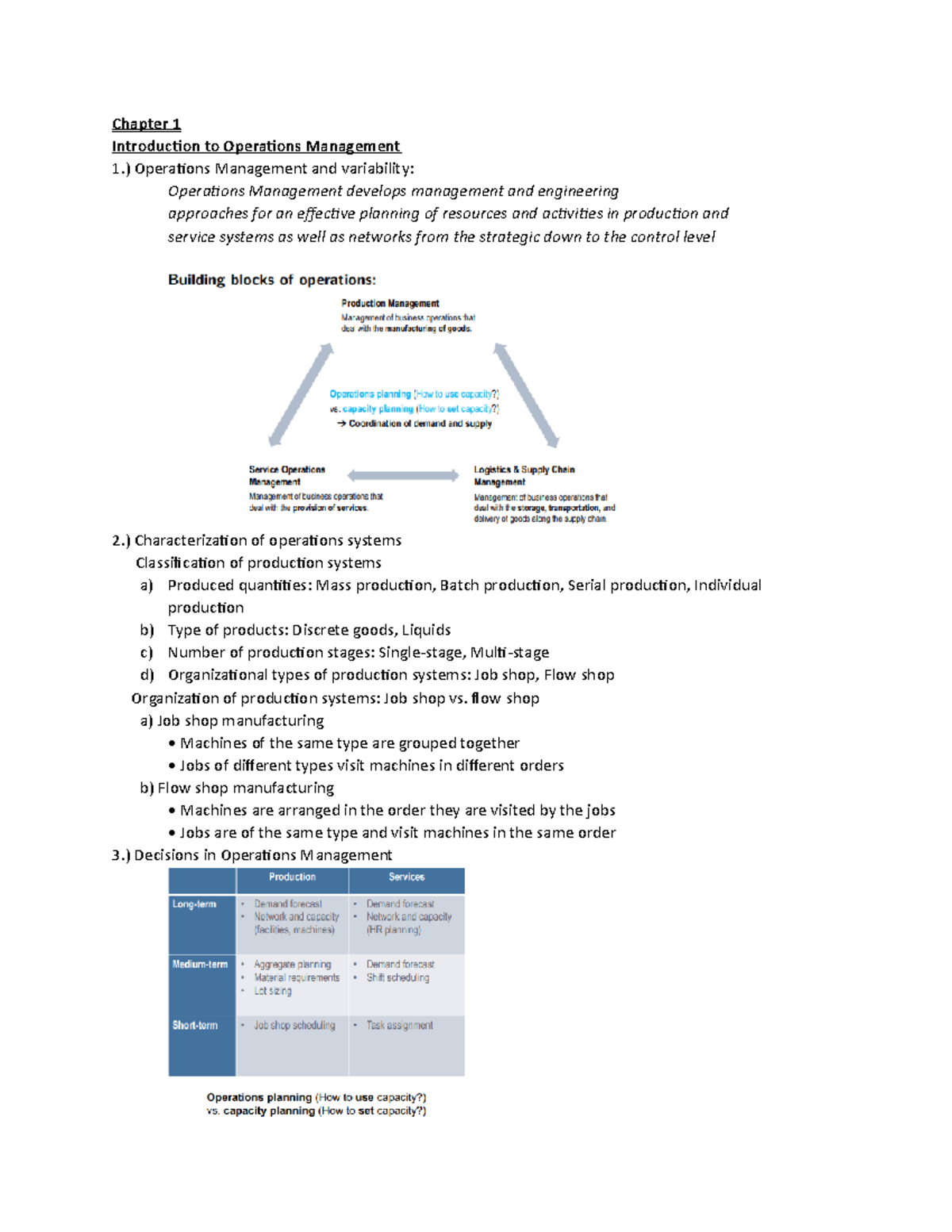 OPM Summary - Part 1 - Chapter 1 Introduction to Operations Management ...