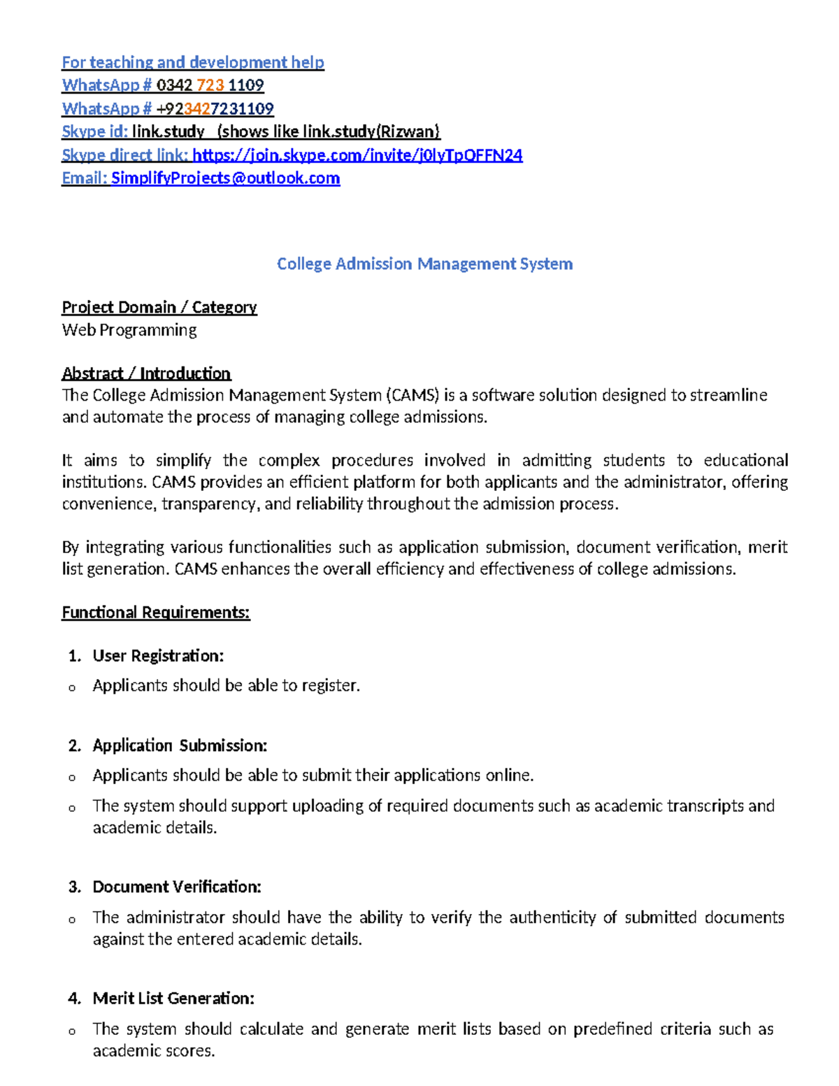 College Admission Management System - For teaching and development help ...