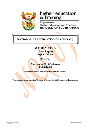 NCV3 Mathematics Paper 2 November 2019 Memo - NATIONAL CERTIFICATE ...