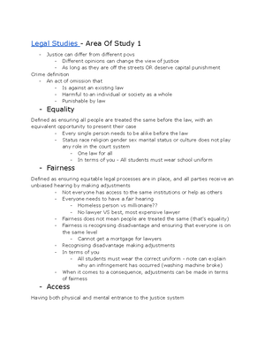 VCE Legal Studies Unit 1 AOS 2 - Legal Notes – Laws – legal rules made ...