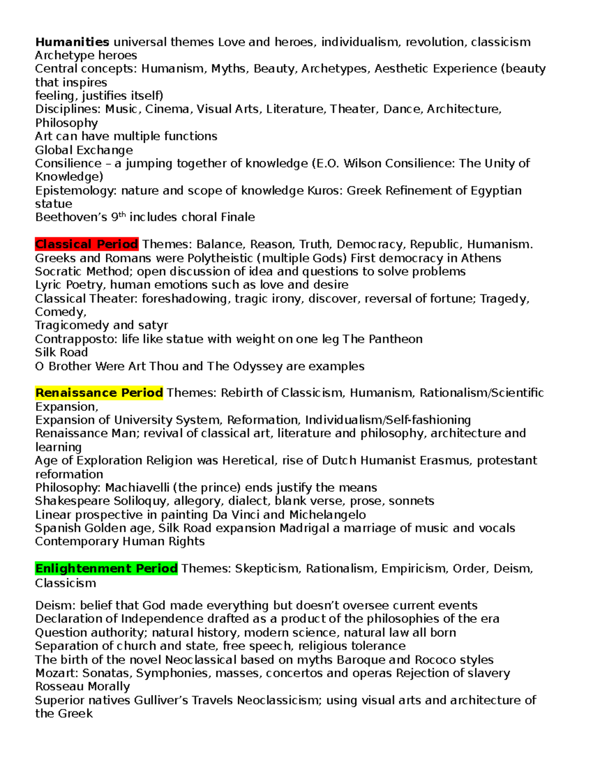 Notes - Copy - Humanities universal themes Love and heroes ...