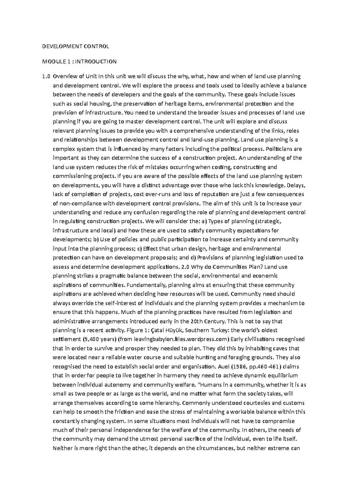 DEV Control PART 1 - Lecture notes 1-5 - DEVELOPMENT CONTROL MODULE 1 ...