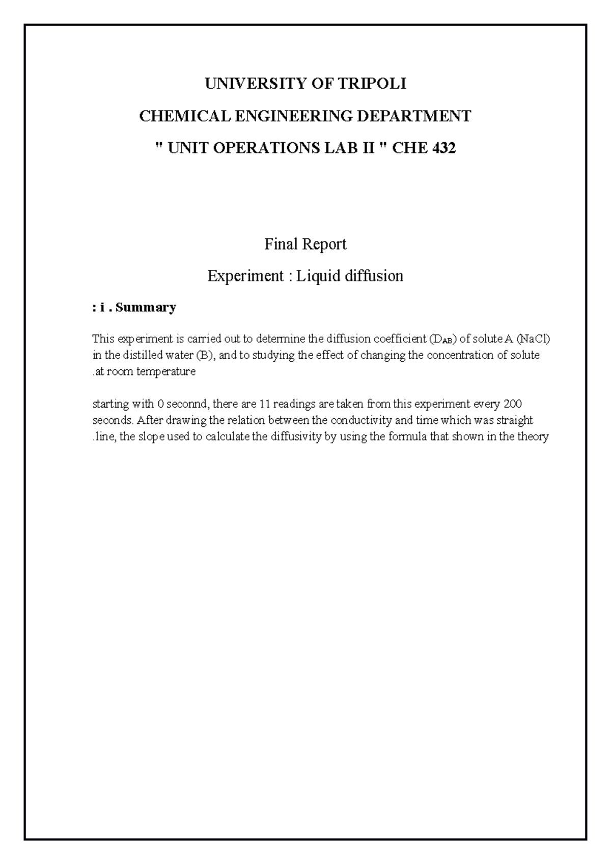 Liquid - Summary This experiment is carried out to determine the ...