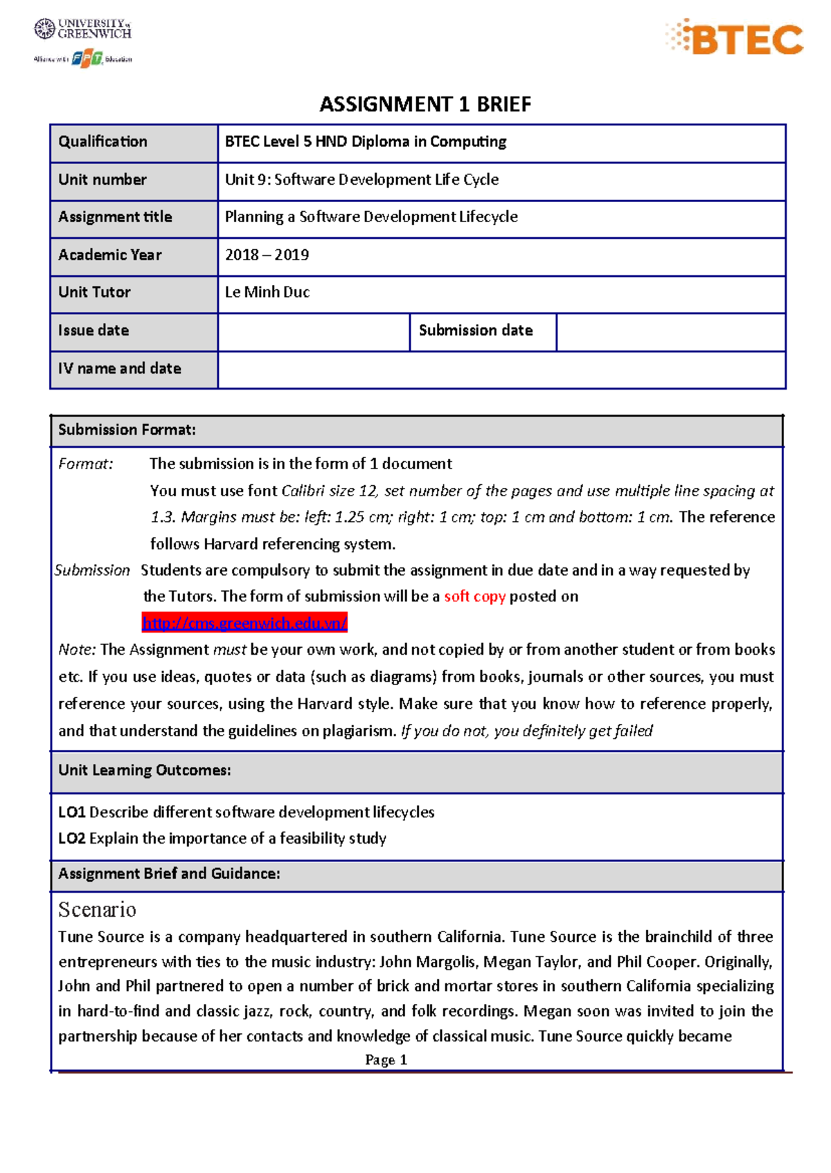 Toaz - ASSIGNMENT 1 BRIEF Qualification BTEC Level 5 HND Diploma in ...