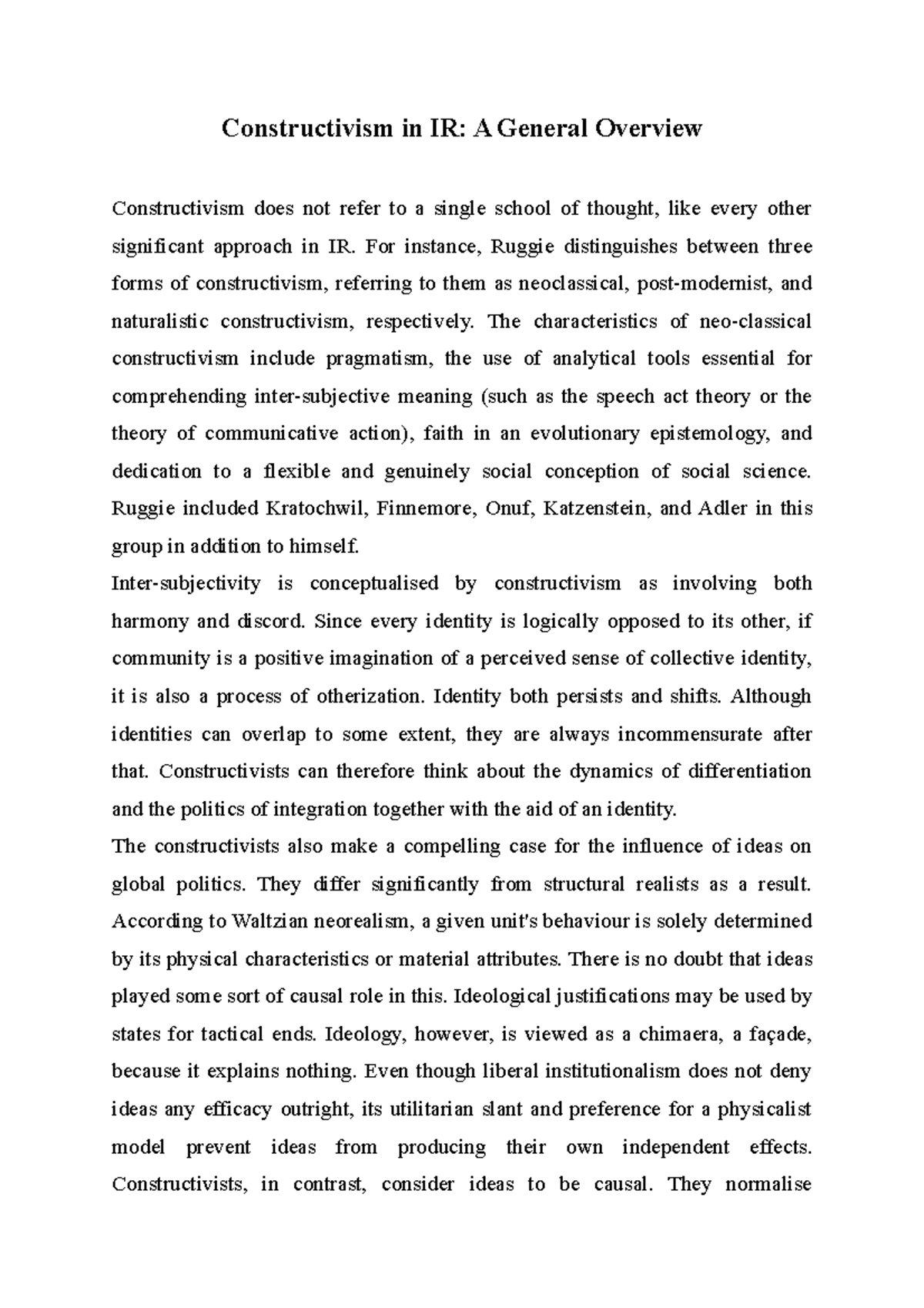 Constructivism in IR- A General Overview - Constructivism in IR: A ...