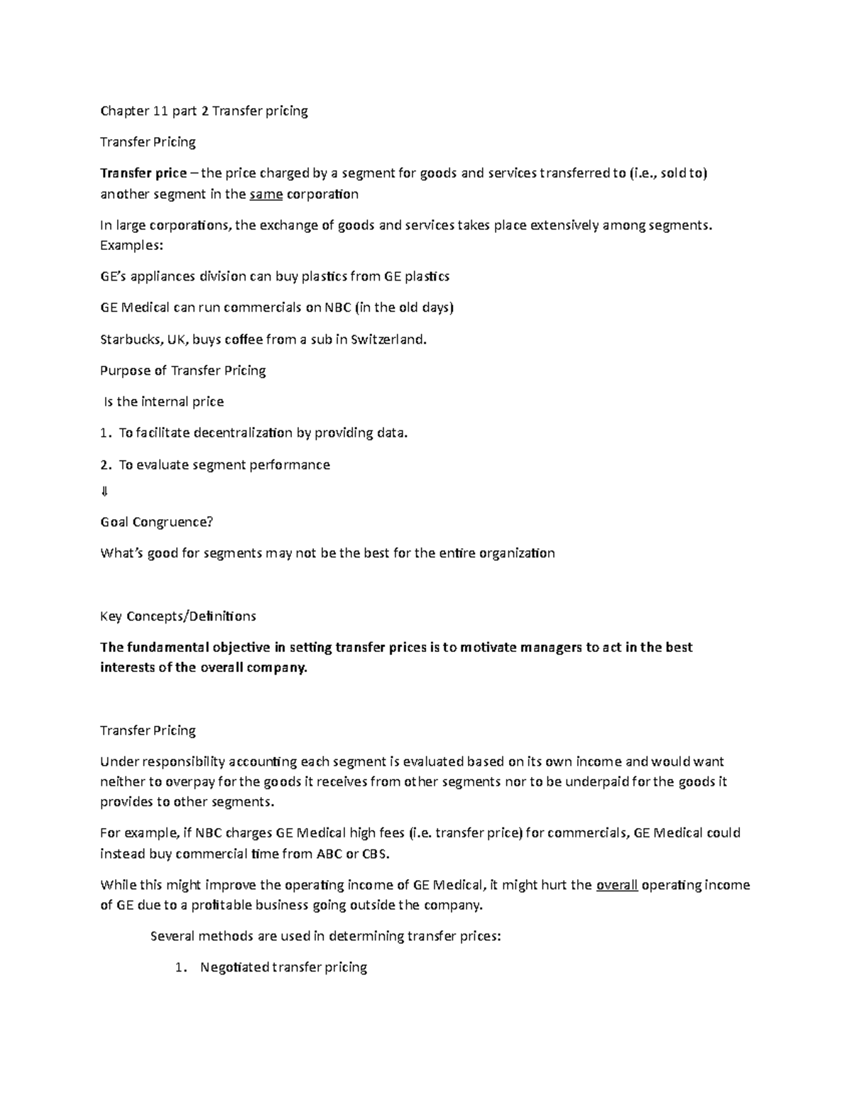 Chapter 11 part 2 Transfer pricing - Chapter 11 part 2 Transfer pricing Transfer Pricing ...