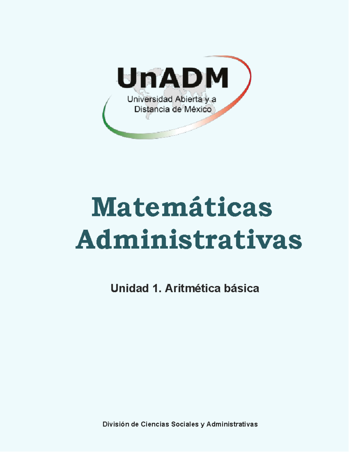MAD U1 Contenido - Materias de Unidad 1 UNAD - Unidad 1. Aritmética ...