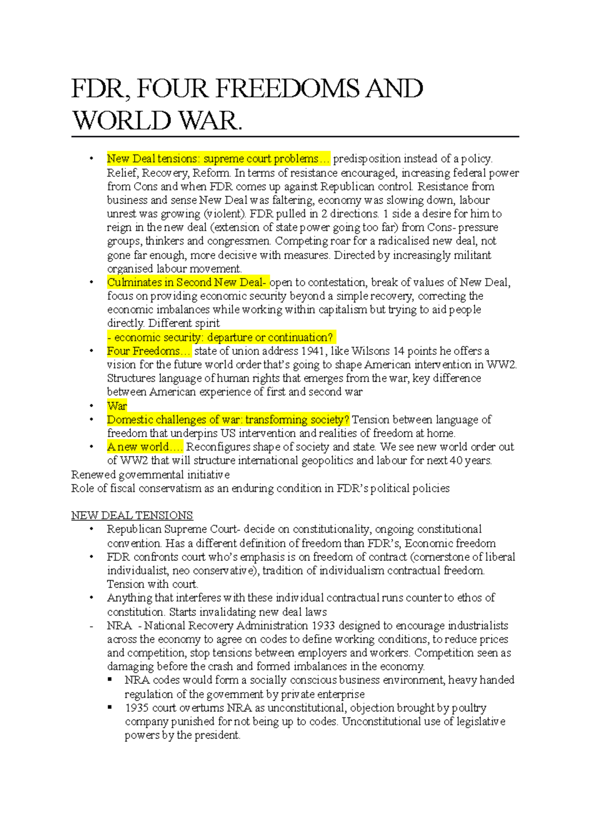 FDR, FOUR Freedoms, WAR - FDR, FOUR FREEDOMS AND WORLD WAR. New Deal ...