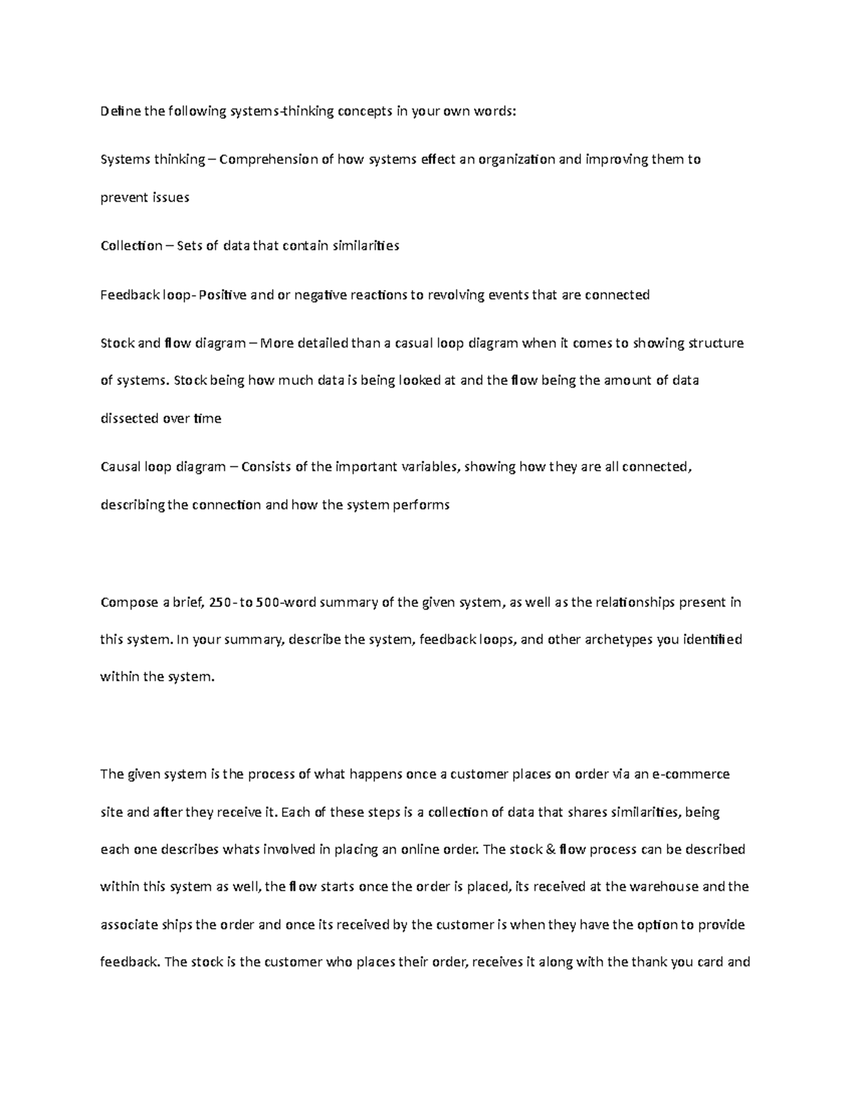 Activity 6-1 Def IT200 - Define the following systems-thinking concepts in your own words ...