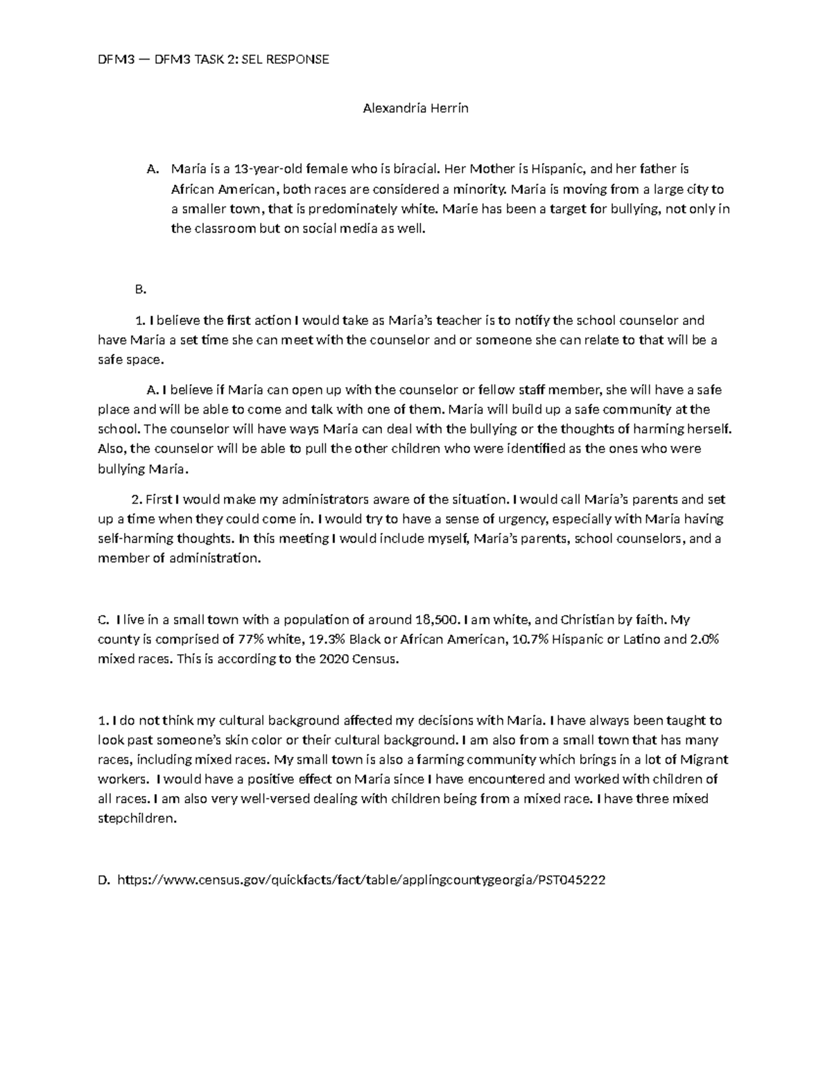 DFM3 TASK 2 SEL Response-Alexandria Herrin-Revised - DFM3 — DFM3 TASK 2 ...