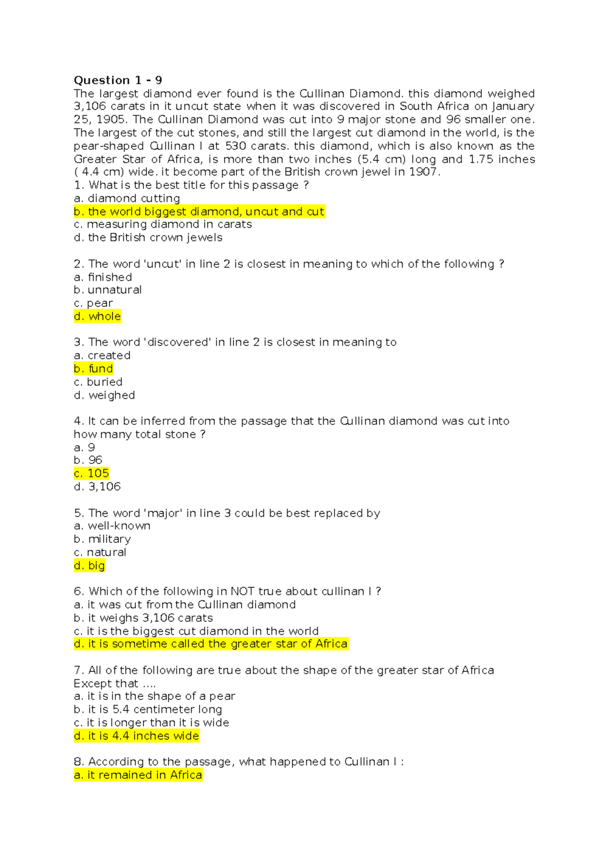 523903834 Reading Comprehension Next - Question 1 - 9 The largest ...