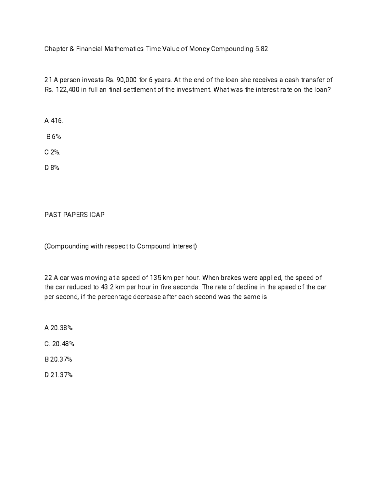 Chapter 5 Financial Mathematics - Chapter & Financial Mathematics Time ...